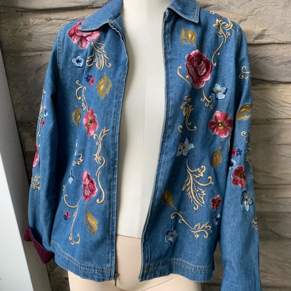 Graff | Jackets & Coats | Vintage Embroidered Denim Jacket | Poshmark